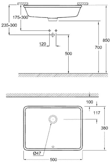 GROHE 3948000H - Umyvadlo CUBE CERAMIC 492 × 370 mm keramika/bílá