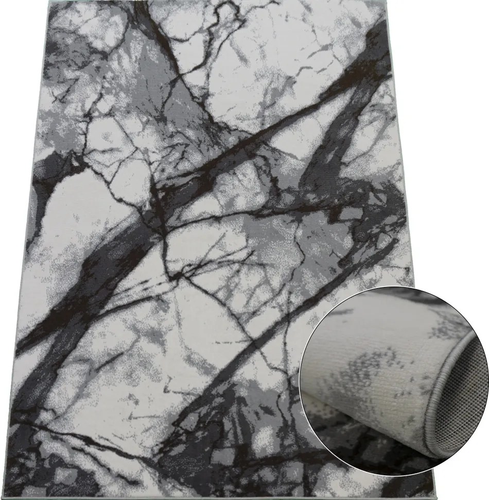 BE Koberec Lotus 9302 GREY - šedý obdélníkový Rozměr: 40x60 cm