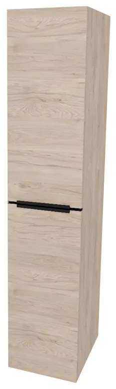 Mereo Mailo, koupelnová skříňka vysoká 170 cm, černé madlo, Multidecor, Light Rock Hickory CN594LPBLRH1