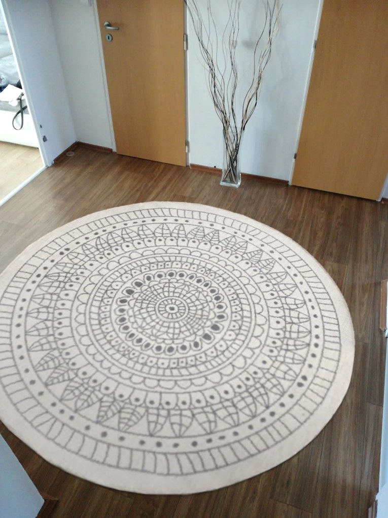 Hanse Home, Kusový koberec Twin-Wendeteppiche 103143 creme grau kruh – na ven i na doma, 140x140 (průměr) kruh, šedá, chodba / předsíň