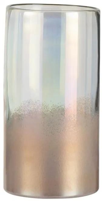 Růžová perleťová skleněná váza Pearl pink - Ø 14*26cm