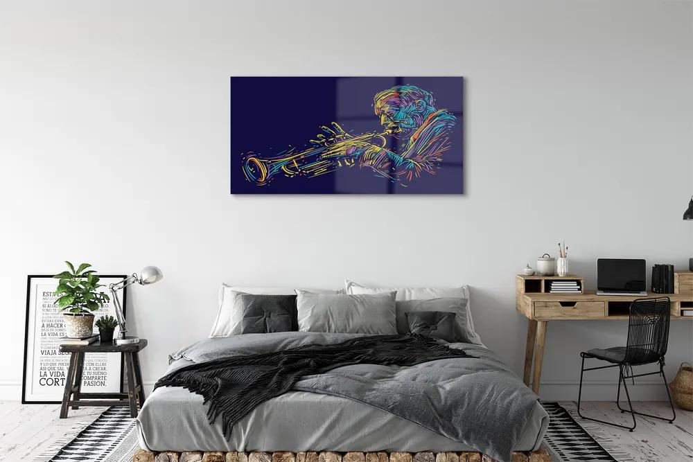 akrylový obraz trumpet muž 125x50 cm