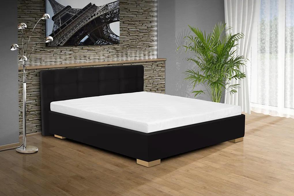 Manželská postel s úložným prostorem Alžběta Barva: eko kůže černá, typ matrace: matrace 12 cm