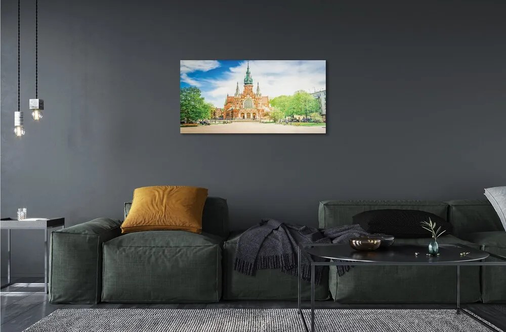Obraz na skle Katedrála Krakow 140x70 cm