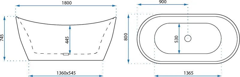 Rea Ferrano, akrylátová volně stojící 180x80x74,5 cm, bílá lesklá, REA-W0098
