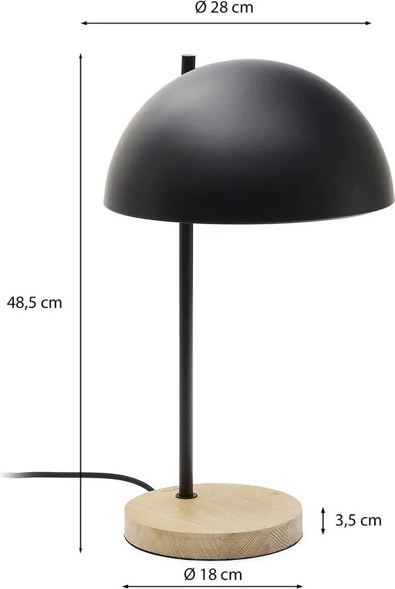 Černá/v přírodní barvě stolní lampa s kovovým stínidlem (výška 48,5 cm) Catlar – Kave Home