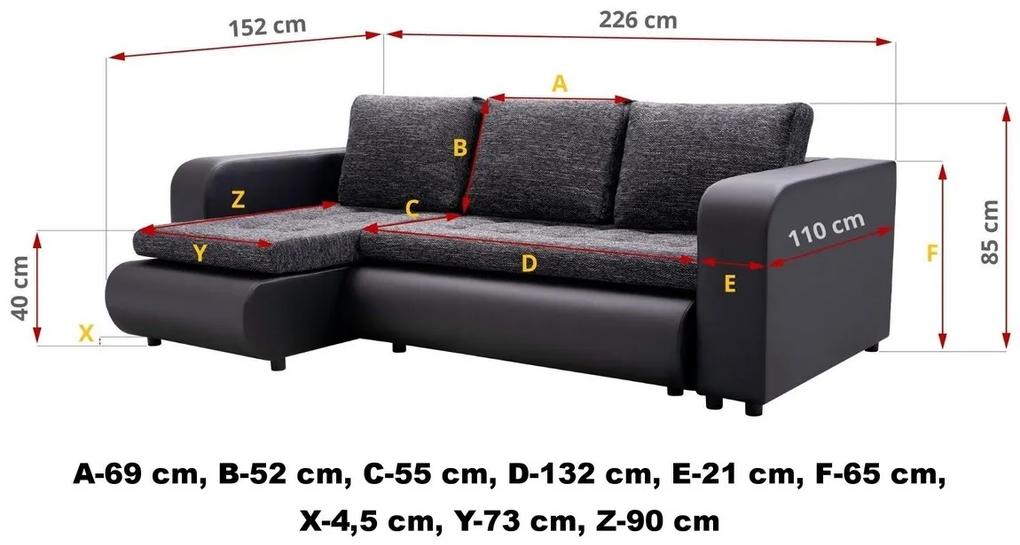 Casarredo - Komfort nábytek Rohová sedací souprava PETRONELI rozkládací s úložným prostorem, Soft 17/Lawa 9