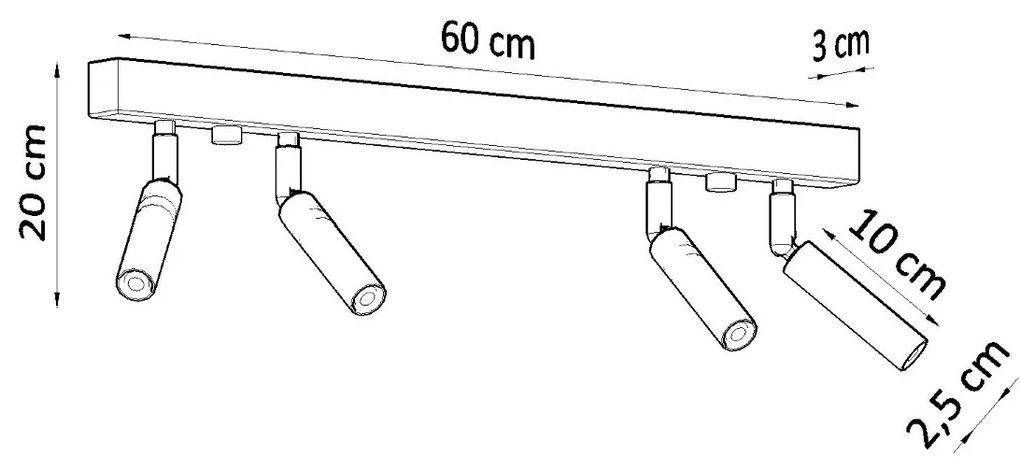Bodové svítidlo Eyetech, 4x černé kovové stínítko, (možnost polohování)