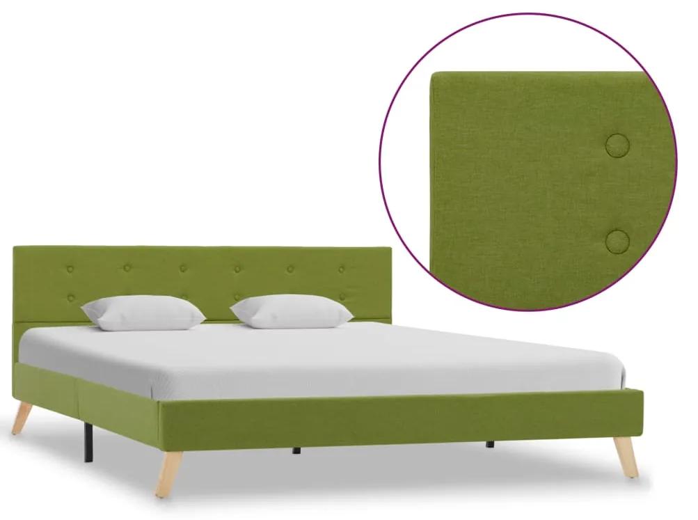 284832 vidaXL Rám postele zelený textil 160 x 200 cm