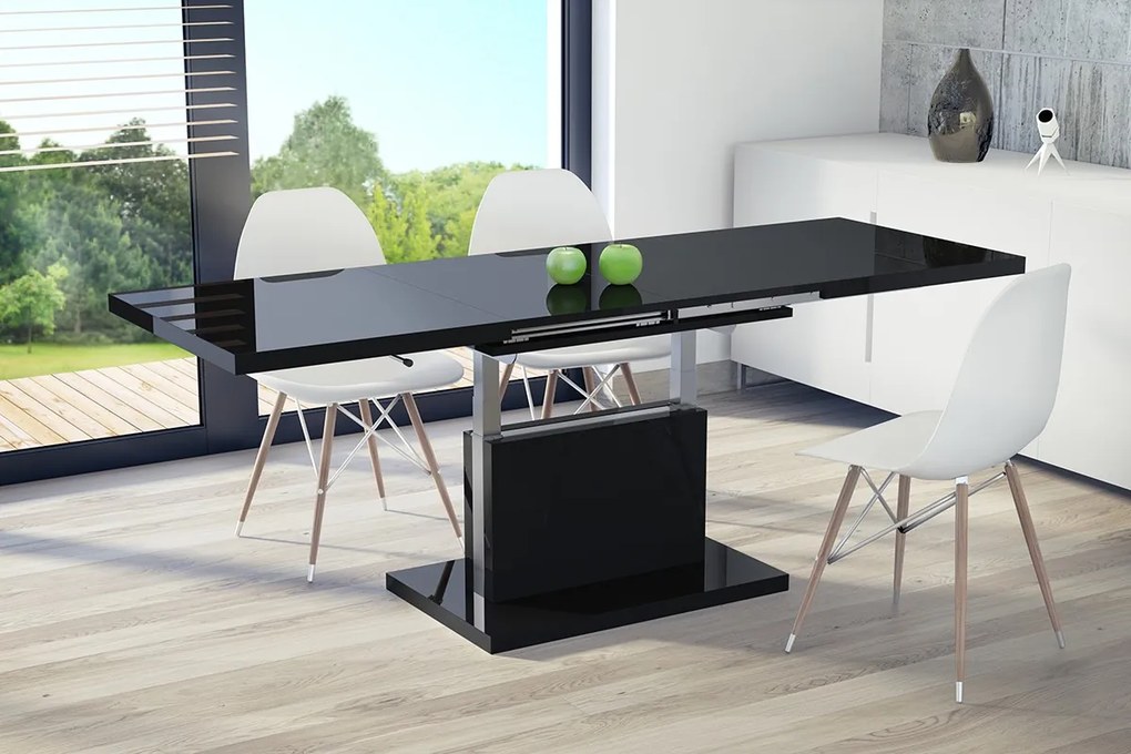 Mazzoni ASTON černý lesk, rozkládací, zvedací konferenční stůl, stolek - 70 cm