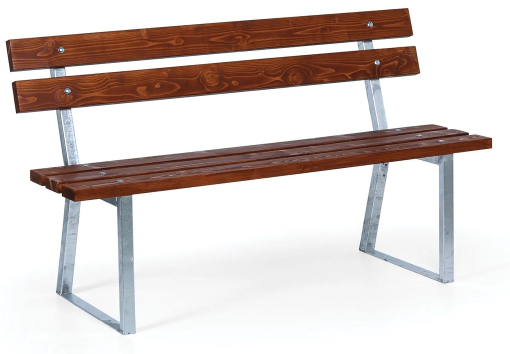 Parková lavička STANDARD s opěradlem, zinkovaná, 1500 mm, mahagon tmavý