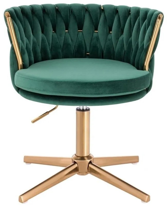 LuxuryForm DESIGN Otočná židle LYON VELUR na zlatém kříži - zelená