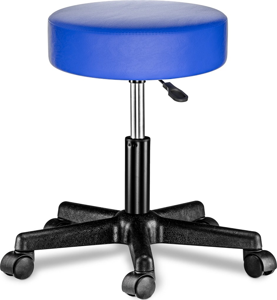 Pojízdná stolička umělá kůže modrý 360° otočný