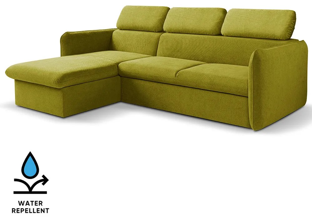 Malá sedací souprava SLIM | 179x235 cm | LEVÁ | 35 zelená | rozkládací + úložný prostor