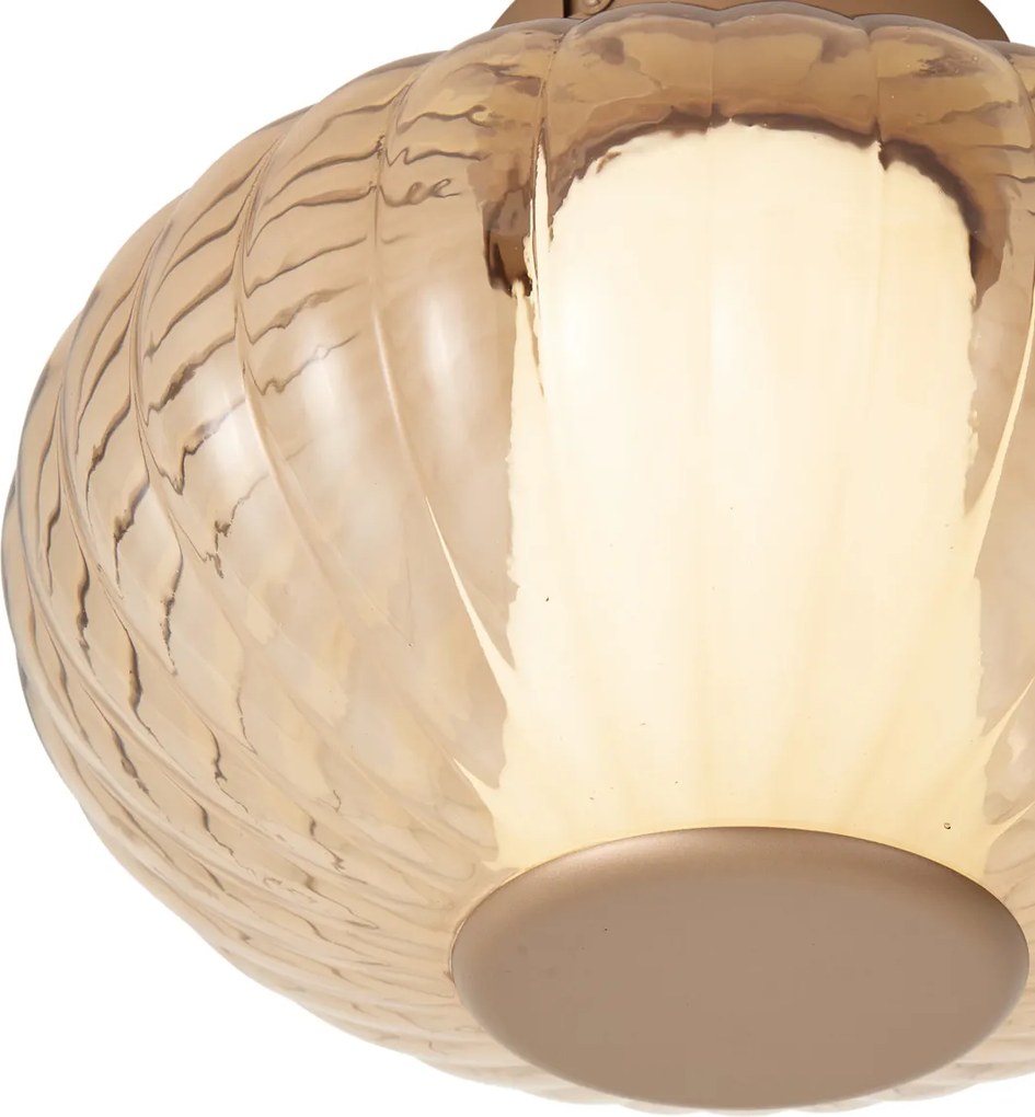 Designové stropní svítidlo mosazné 28cm s jantarovým sklem vč. LED 3-stupňově stmívatelné - Margherite