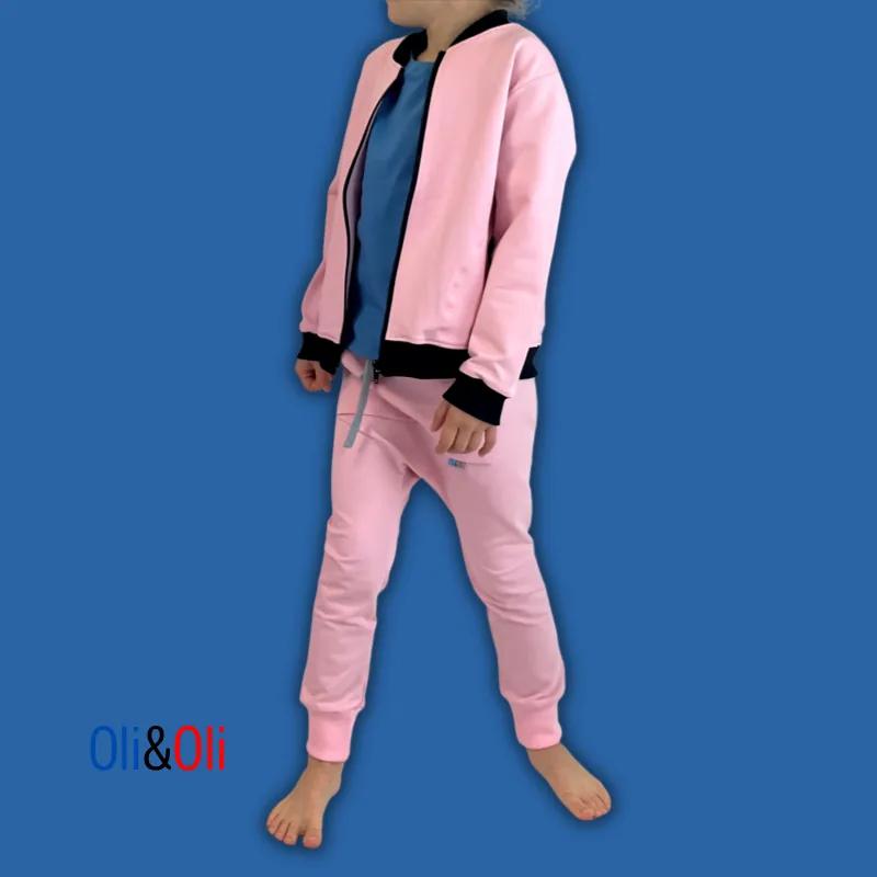 Dětská mikina na zip Oli&Oli - světle růžová barva Velikost: 116