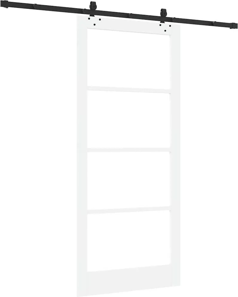 Posuvné dveře Bílá 93 x 211 cm Masivní borové dřevo a sklo 3332318