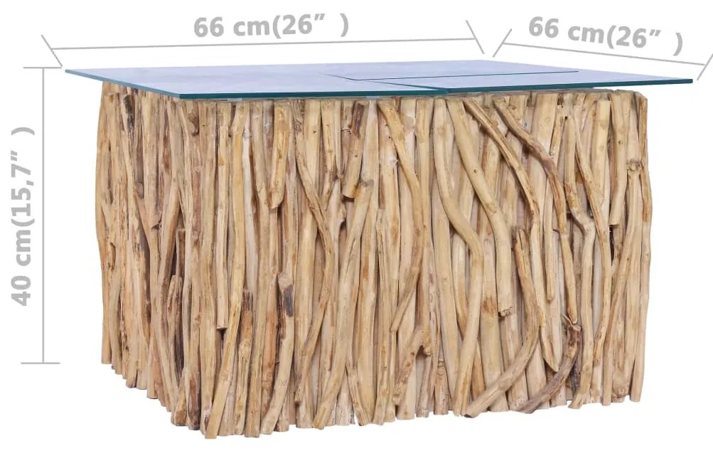 vidaXL Marketos Konferenční stolek skleněná deska 66 x 66 x 40 cm masivní teak