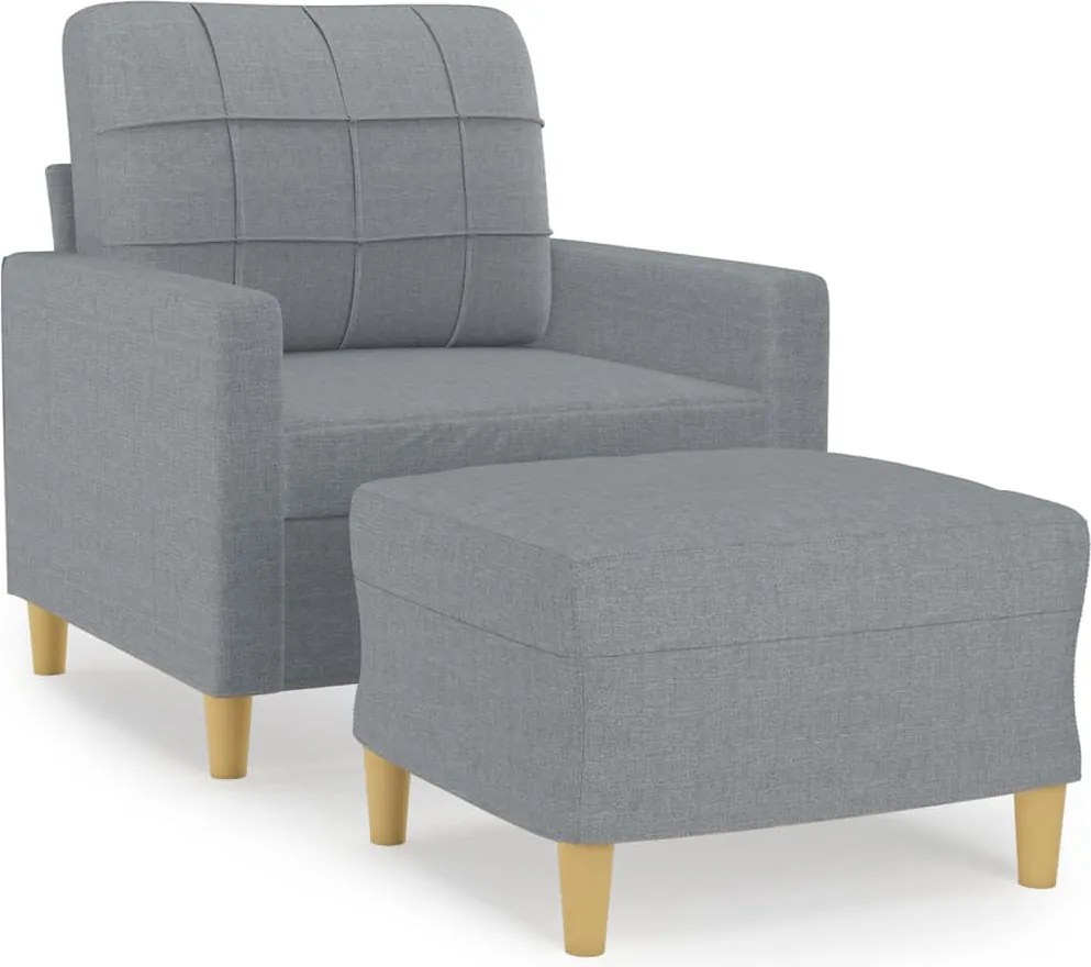 Křeslo s podnožkou světle šedé 60 cm textil 3200993