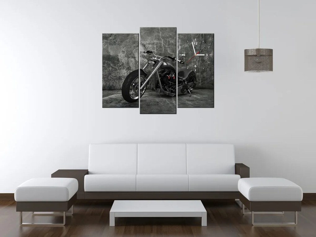 Gario Obraz s hodinami Chopper - 3 dílný Rozměry: 80 x 40 cm