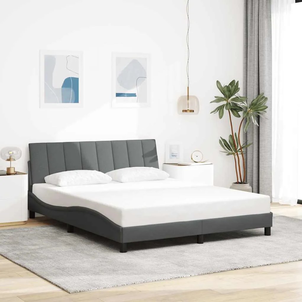 Rám postele bez matrace Hanko tmavě šedý 160 x 200 cm textil 3310399