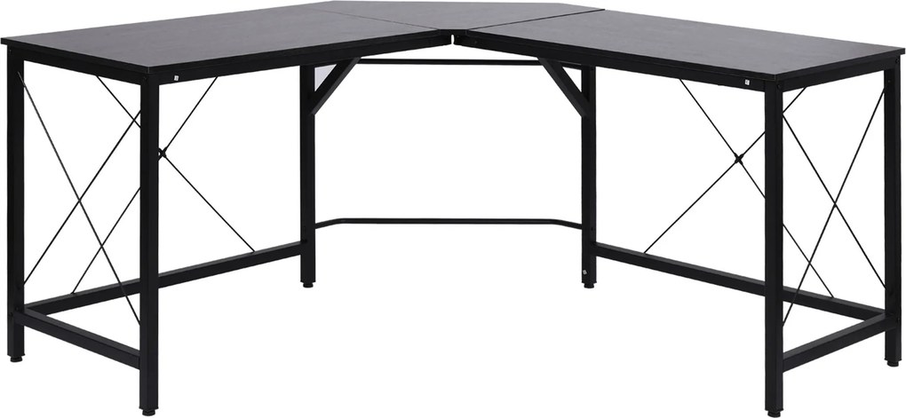 HOMCOM Počítačový Stolek Rohový Stolek L-Shape MDF Černý 150 x 150 x 76 cm | Aosom