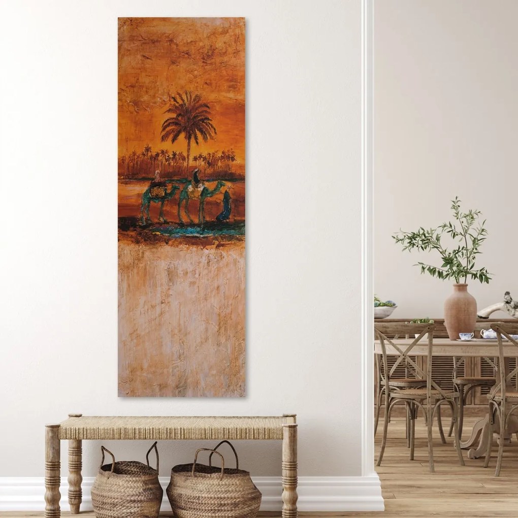 Obraz na plátně Palm Camel Desert - 40x120 cm