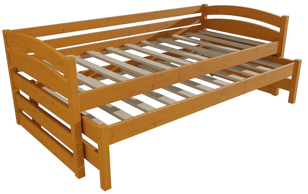 Vomaks Dětská postel s výsuvnou přistýlkou DPV 012 Rozměr: 90 x 200 cm, Barva: bezbarvý lak