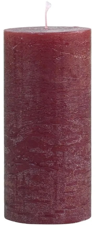 Červená široká svíčka Macon Rustic red - Ø 7*15cm/ 60h