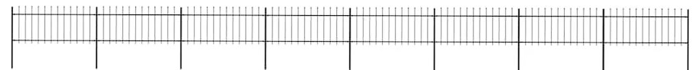 Zahradní plot s kopím nahoře ocelový 1339 x 80 cm černý 277609
