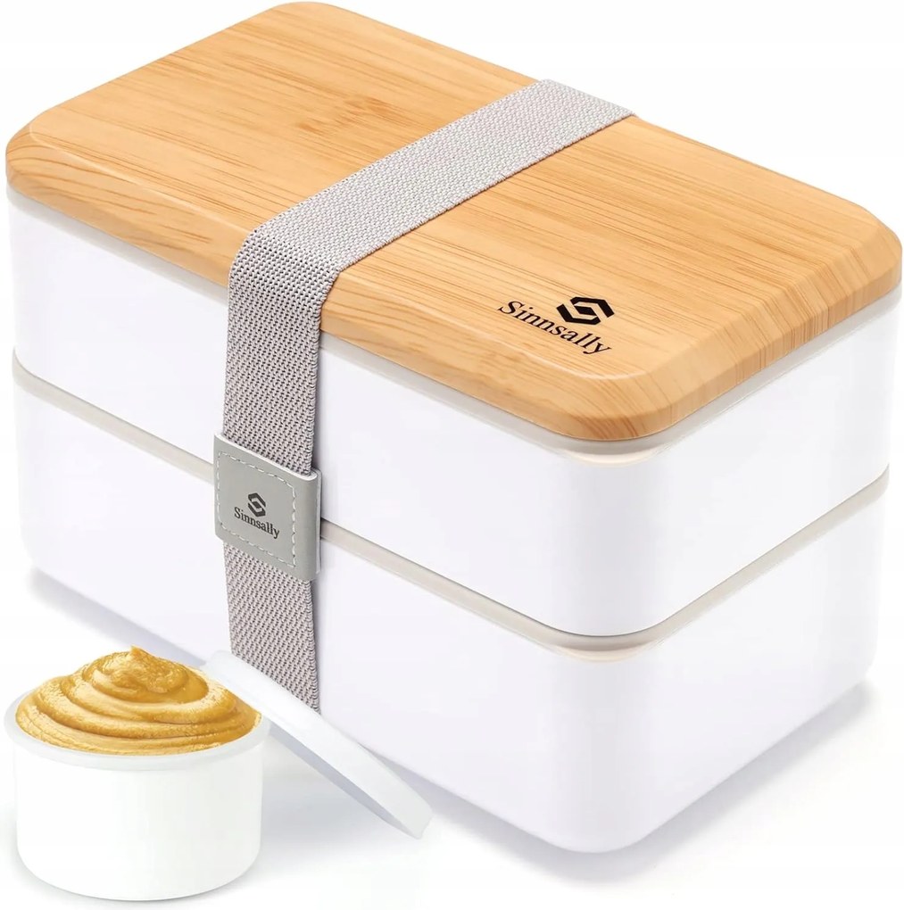 Sinnsally Lunch Bento Box 1400 ml – Vzduchotěsná Krabička na oběd bílá