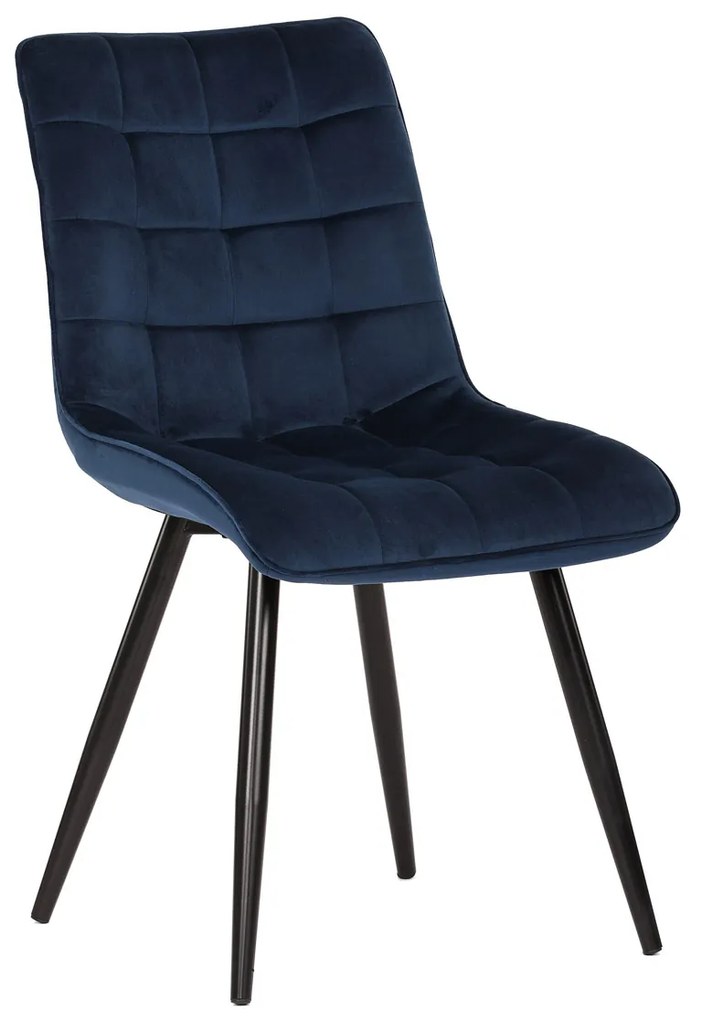 AUTRONIC Jídelní židle, potah v modrém sametu, kovové podnoží v černé práškové barvě