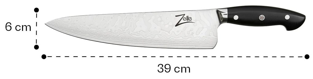Executive-Plus, 10" kuchařský nůž, 61 HRC, damašková ocel