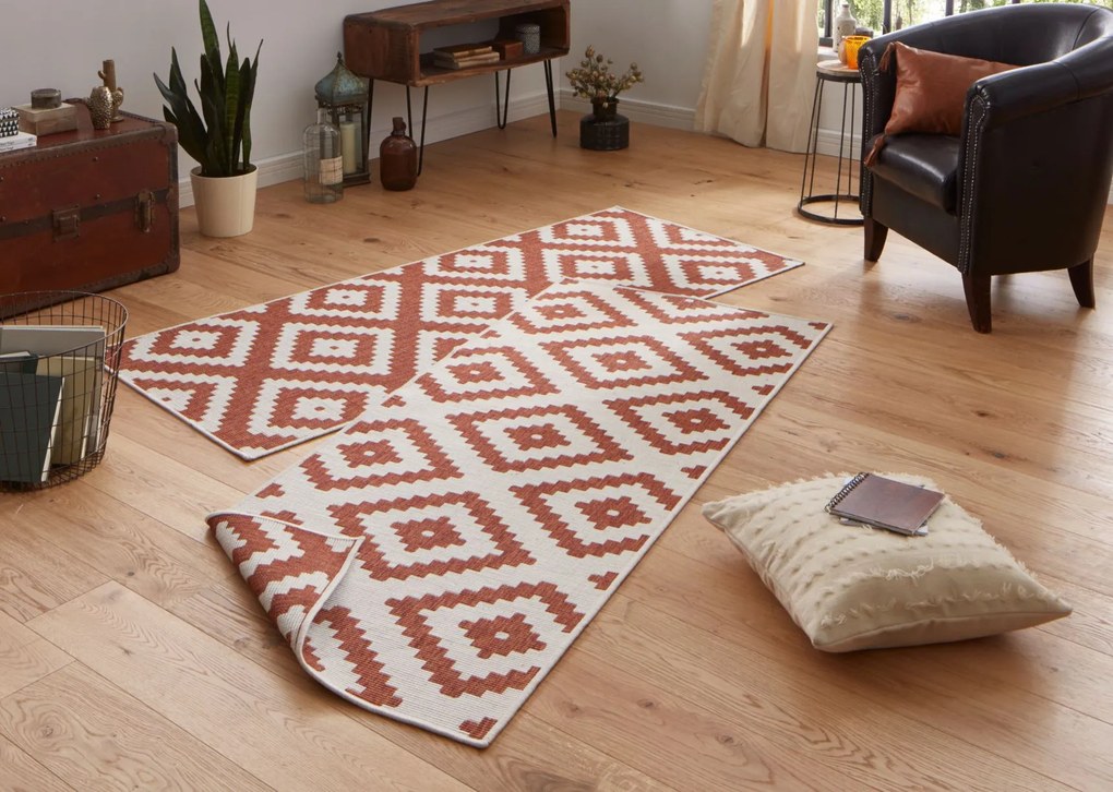 NORTHRUGS - Hanse Home koberce Kusový koberec Twin-Wendeteppiche 103130 terra creme – na ven i na doma - 80x350 cm