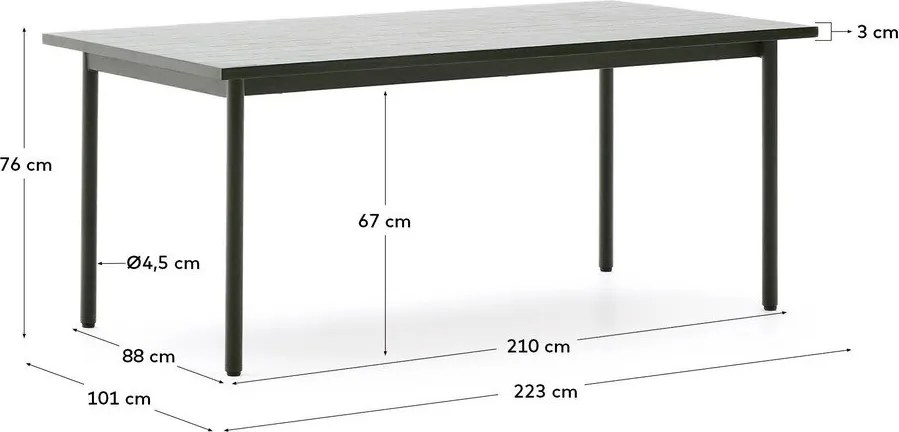 Zahradní jídelní stůl s keramickou deskou 101x223 cm Maurina – Kave Home
