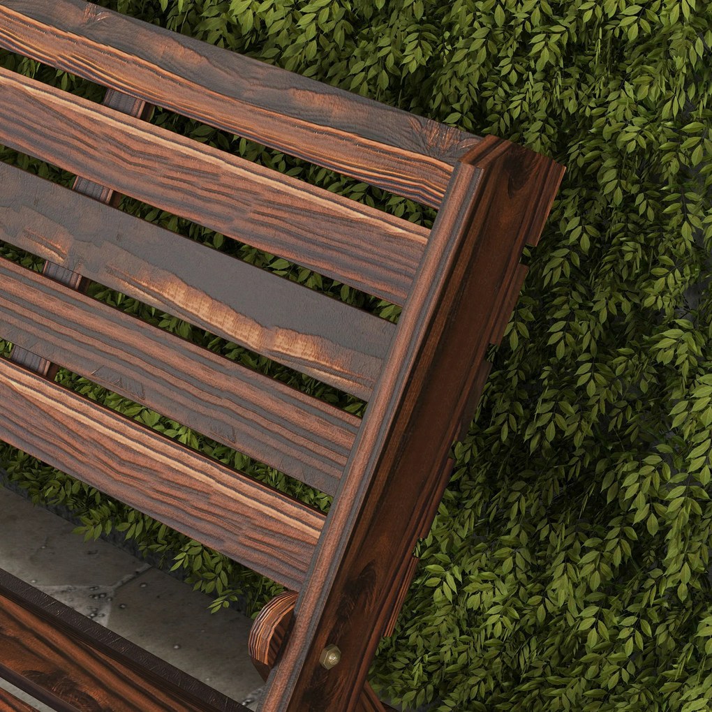 Zahradní lavice Outsunny 2místná dřevěná lavice s opěradlem s nosností až 250 kg na zahradní balkon 122 x 63 x 83 cm | Aosom.de