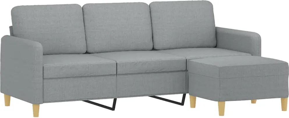 3místná pohovka s podnožkou světle šedá 180 cm textil 3201192