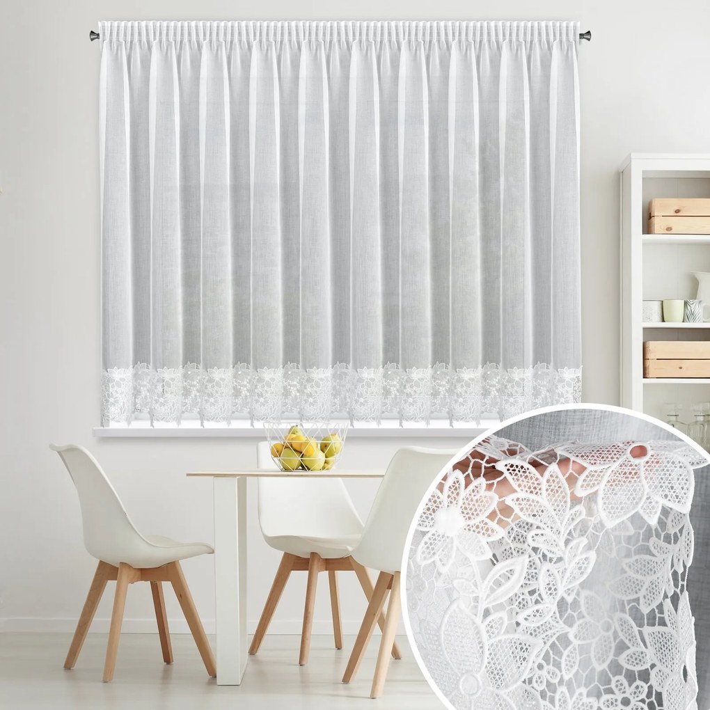 ZÁCLONA NA PÁSCE ARTEMIDA 350X155 CM BÍLÁ
