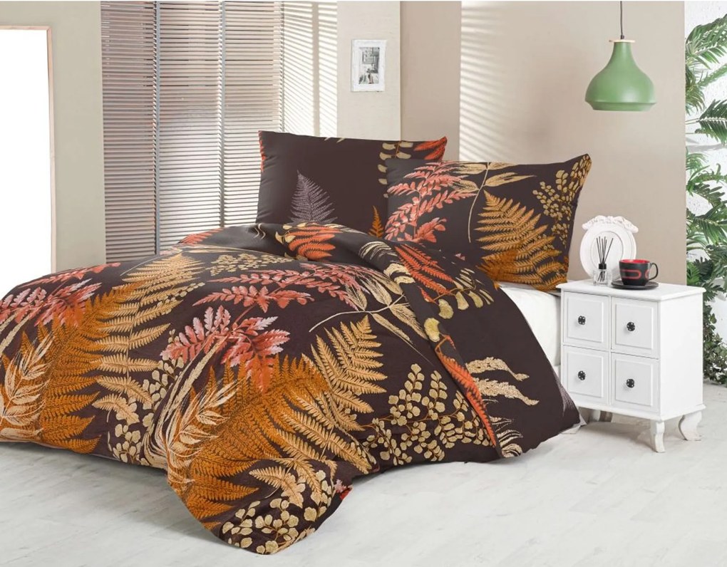 Saténové povlečení LUXURY COLLECTION KAPRADÍ hnědé - 1x 220/200, 2x 70/90cm