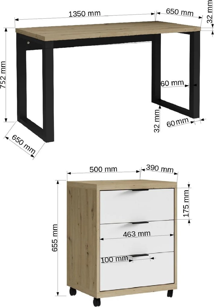 ADRK Furniture Stůl s kontejnerem MARO I ADRK-DE-MAR-I-B-ART