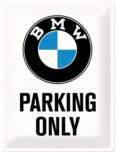 Postershop Plechová cedule: BMW Parking Only (bílá) - 40x30 cm 40x30 cm