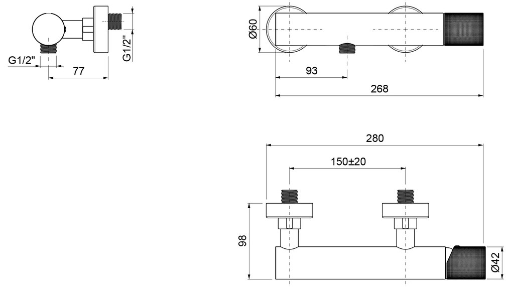 Sapho Ultratap sprchová baterie nástěnná 150 mm zlatá matná černá UT011TBG