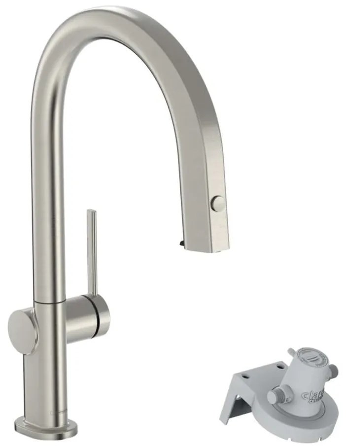 Hansgrohe Aqittura M91 - Dřezová baterie s výsuvnou koncovkou a filtrační hlavicí, vzhled nerezu 76803800