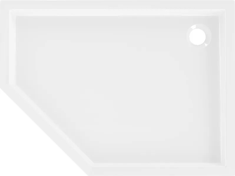 Mexen Flow+, pětiúhelníková sprchová vanička, pravá, 90 x 80 cm, bílá lesklá, 46P108090RH
