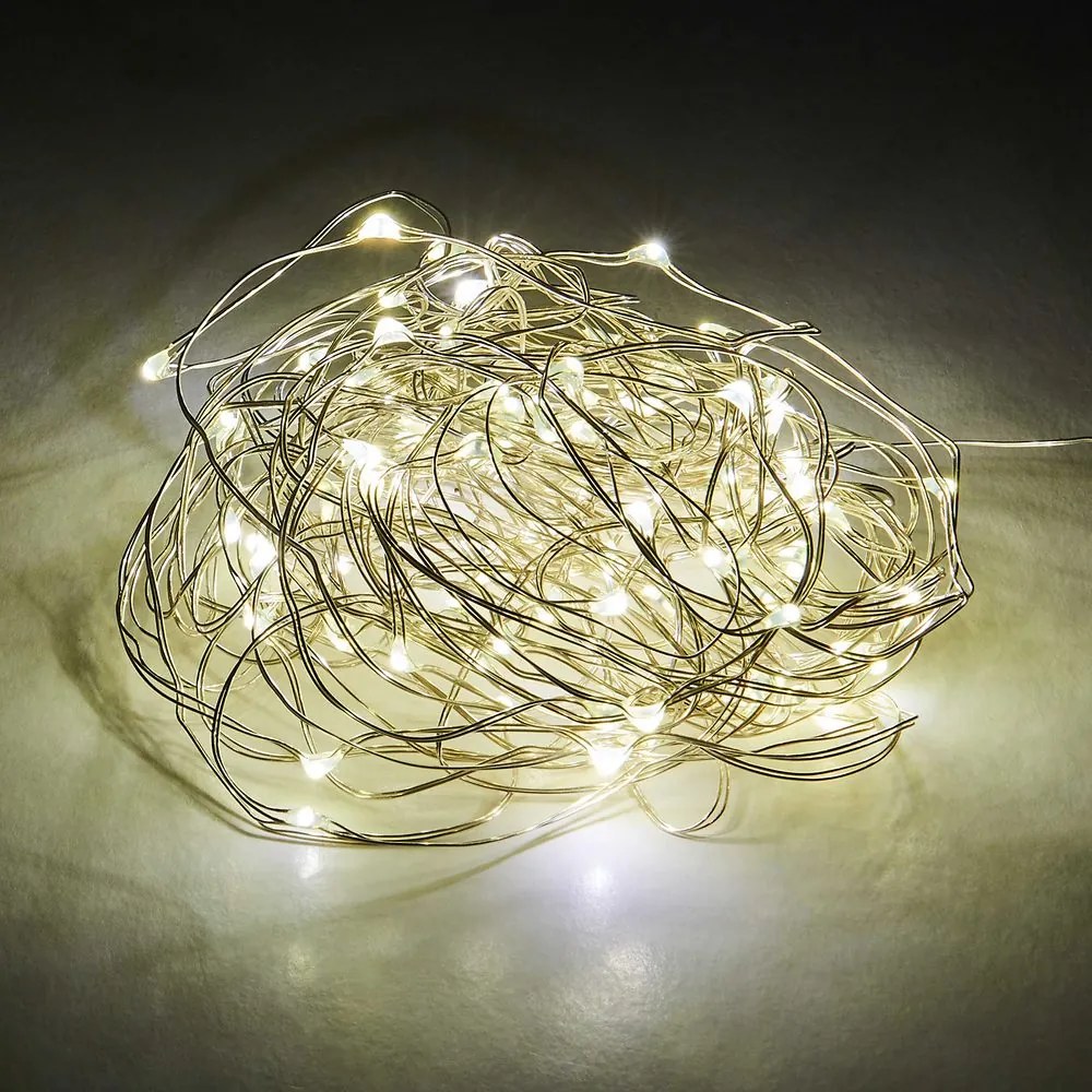 TWINE LIGHTS Světelný řetěz s USB 100 světel - stříbrná