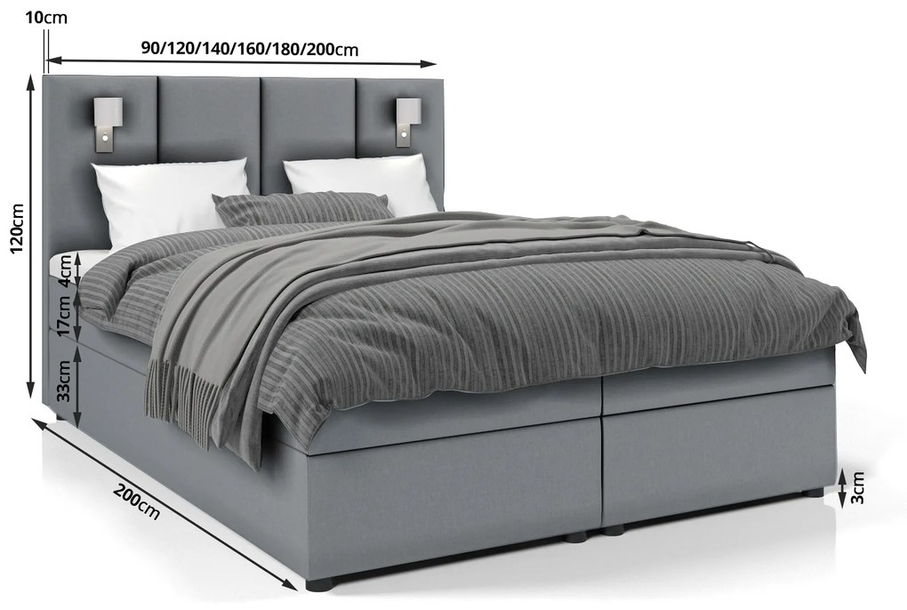 SFAB Kontinentální čalouněná postel PARMA (160x200 cm) Barva látky: INARI 100