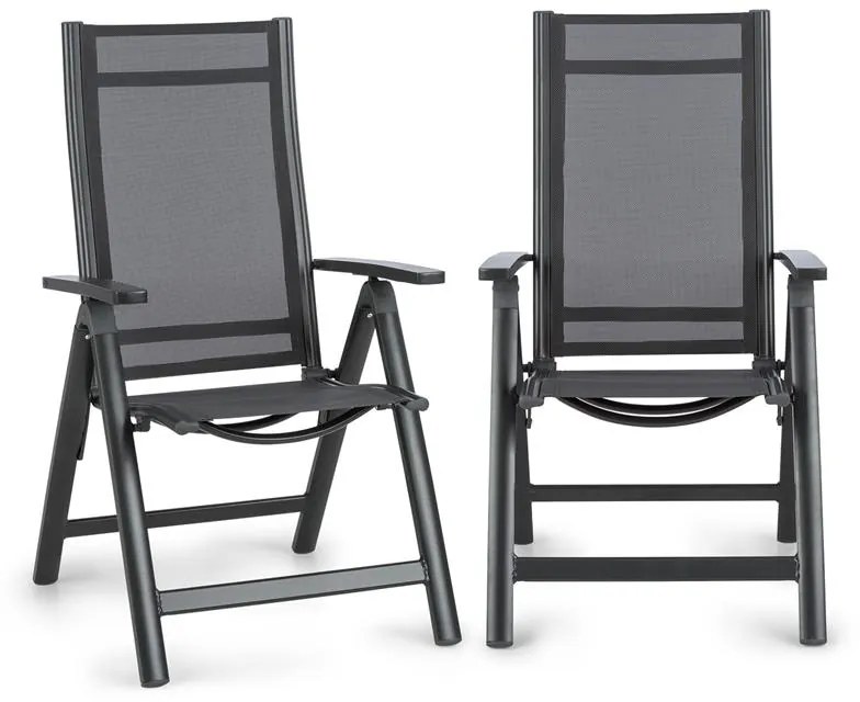 Cádiz, skládací židle, sada 2 kusů, 59,5 x 107 x 68 cm, comfortmesh, antracitová