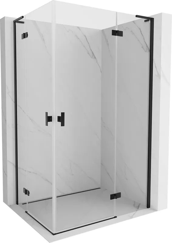 Mexen Mist-H L Duo, 2-křídlý ​​sprchový kout 70 x 105 cm, čiré sklo, černý profil, 8A5L-070L-105P-70-00