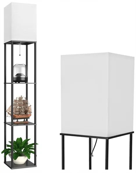Stojací lampa s poličkami 1xE27/40W/230V 160 cm černá/bílá