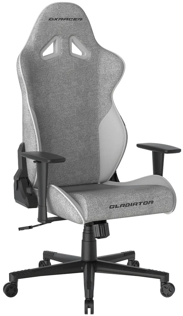 Herní židle DXRacer GLADIATOR - látka, šedá / bílá